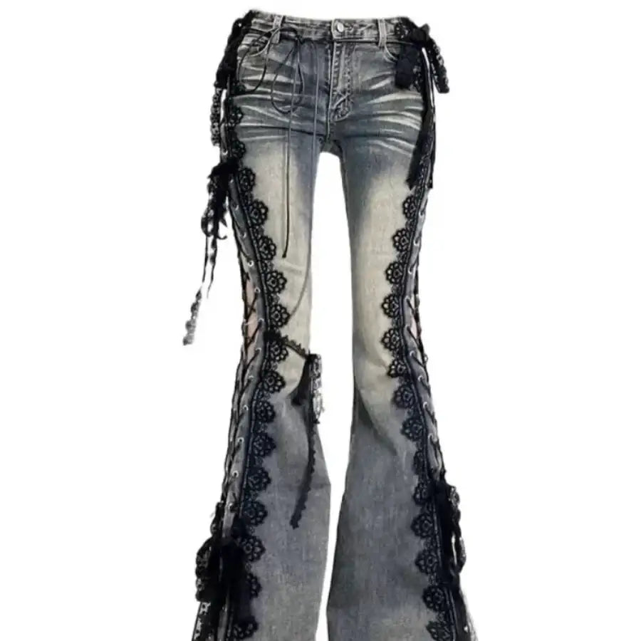 Lace Flare Jeans | Neos Aesthetic